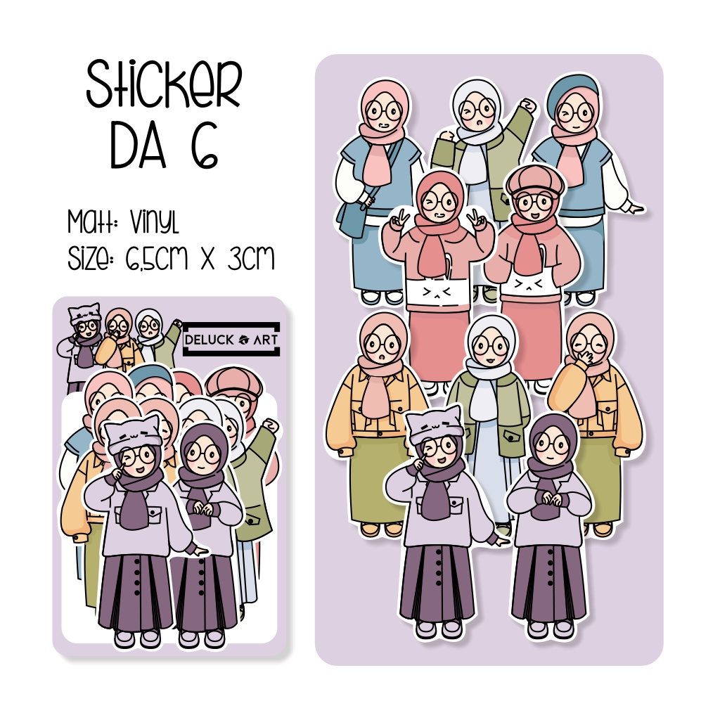 Jual 10 Pcs Stiker Sticker Girl Cewek Hijab Kartun Cartoon Aesthetic ...