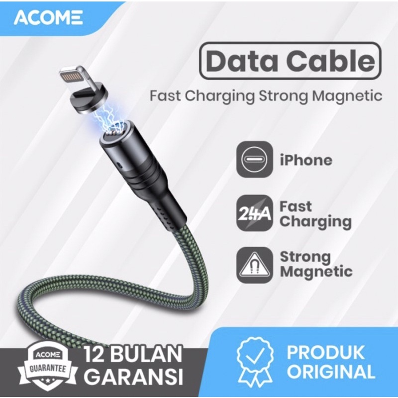 Jual Kabel Data ACOME AXL010S Strong Magnet Fast Charging 2.4A 100cm ...
