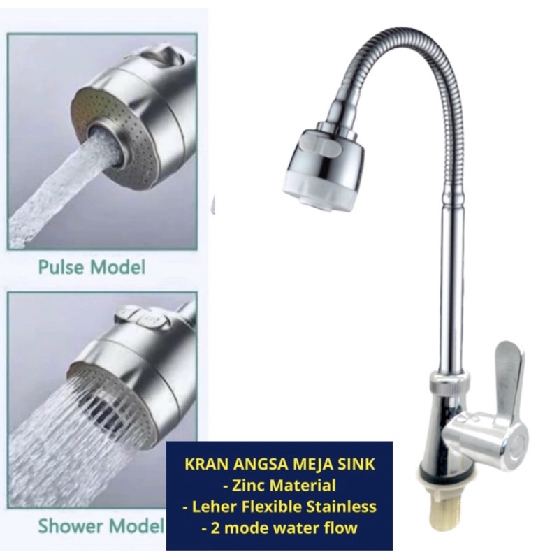 Jual 401V-2 Kran Air Dapur Kran Angsa Fleksible Bak Cuci Meja Bcp Sink ...