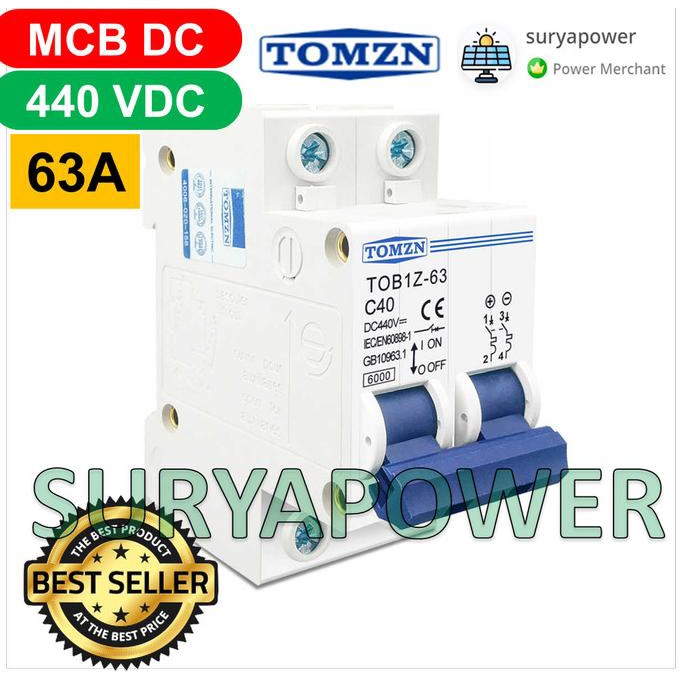 Jual Mcb Dc 440V 2P - 6A 10A 16A 20A 25A 32A 40A 50A 63A - Suryapower | Shopee Indonesia