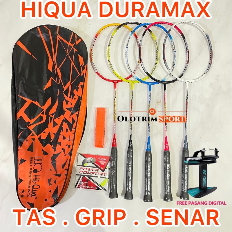 Jual Raket Badminton HiQua DURAMAX Bonus Tas Senar Grip | Shopee Indonesia