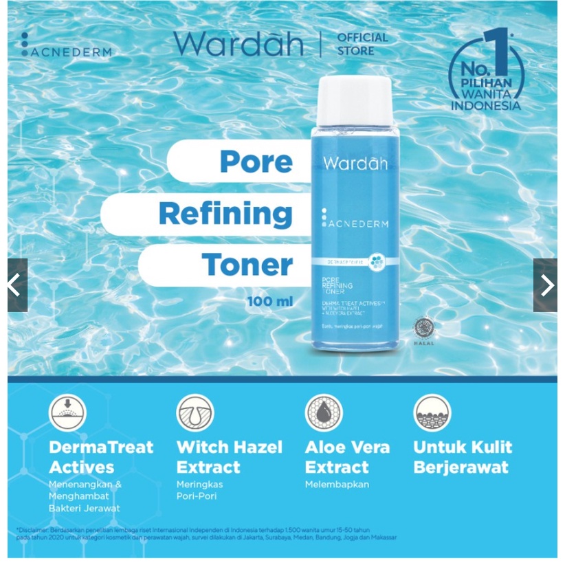 Jual Wardah Acnederm pore Refining Toner 100 ML | Shopee Indonesia