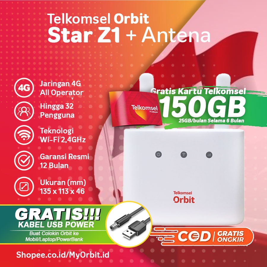 Jual MODEM ORBIT STAR Z1 GRATIS KUOTA 150GB TELKOMSEL HOME MODEM WIFI ...