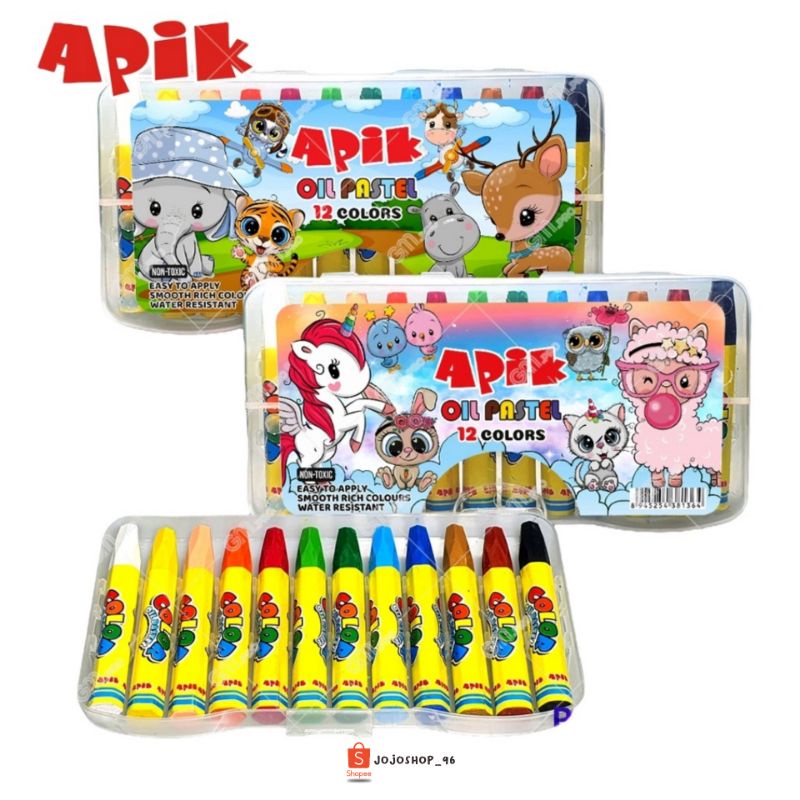 Jual Crayon Oil Pastel 12 Warna APIK Non Toxic Untuk Anak 3+ Tahun ...