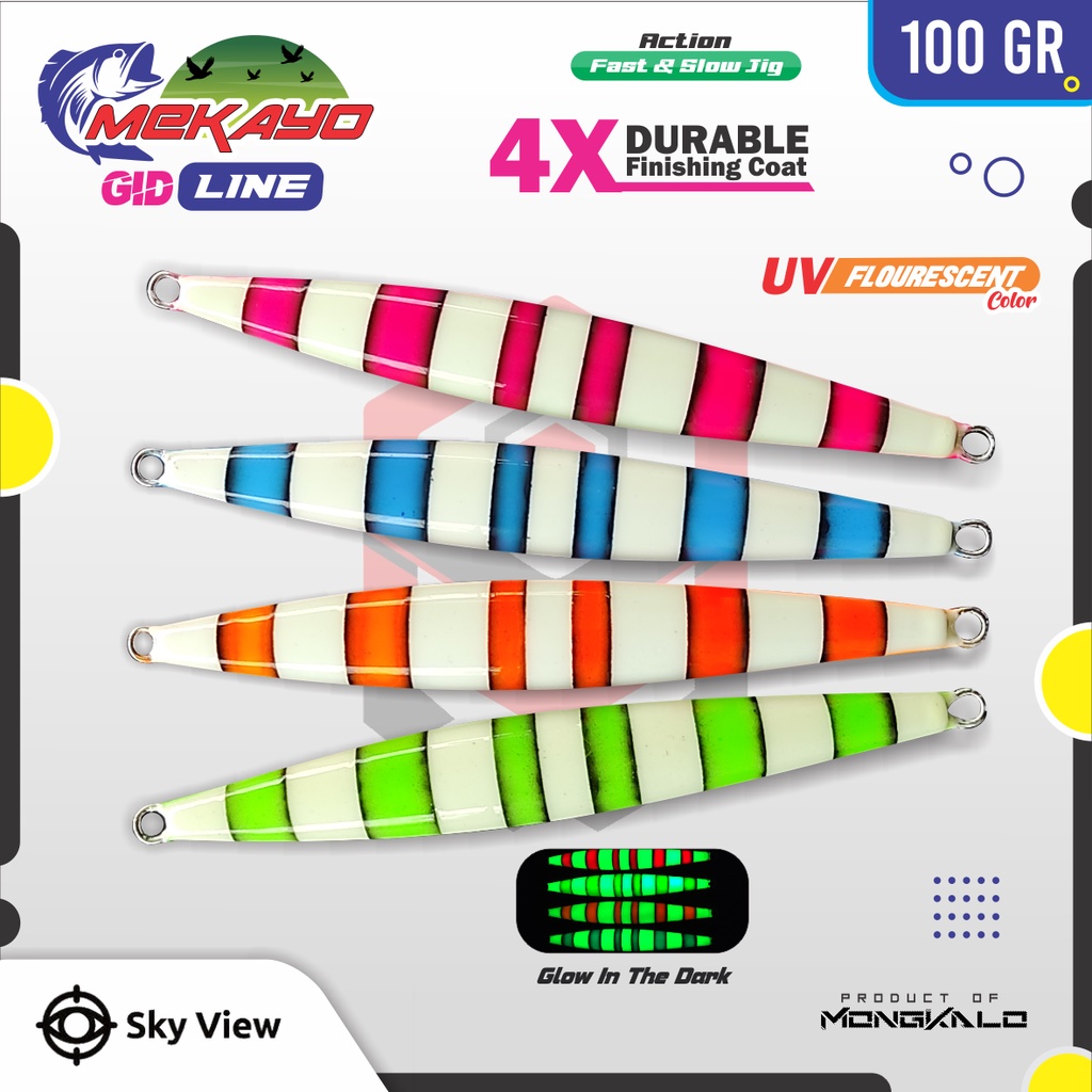 Jual Metal Jig 100 Gram MEKAYO FULL GID UV NEON FLOURESCENT Metal Jig Killer 100g 100 gr 100gr ...