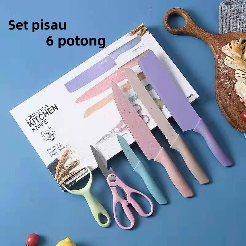 Jual pisau set 6 pcs / pisau buah/sayur wrna ramdom Knife set 6 in 1 ...