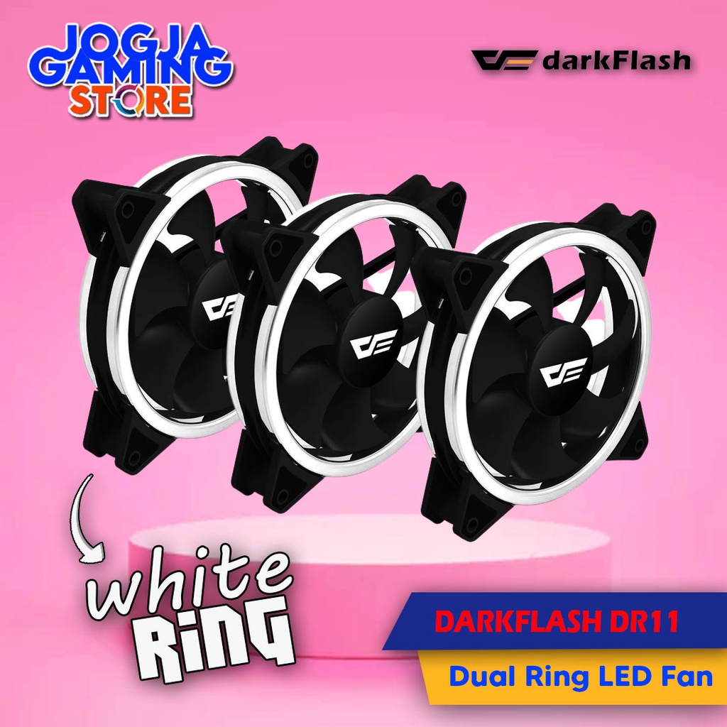 Jual PAKET 3 FAN DARKFLASH DR11 WHITE RING LED 12CM FAN CASE | Shopee Indonesia