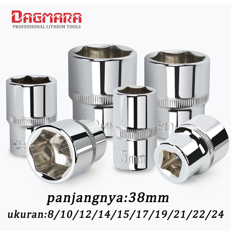 Jual Dagmara Socket/Mata Sok 1/2 inch 6 pt Ukuran 8 - 24 mm Chrome ...