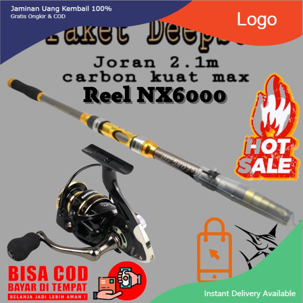 Jual Promo COD Set Pancing Laut Kekuatan Max Joran Carbon 210cm Reel ...