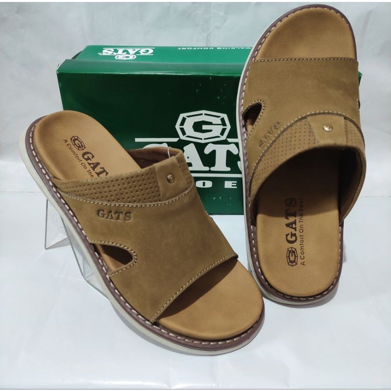 Jual Sandal Kasual Pria Sendal Kulit Gats VT 303 - Camel | Shopee Indonesia