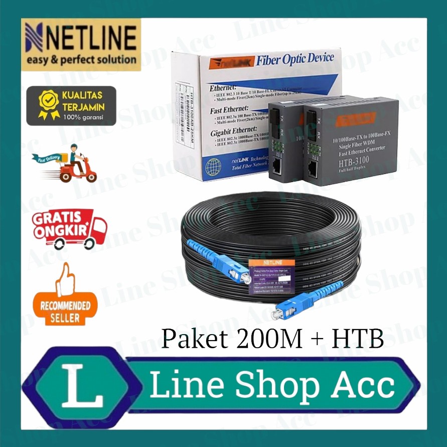 Jual Paket Cable Fiber Optic 200 Meter + Media Converter HTB 3100 A dan ...