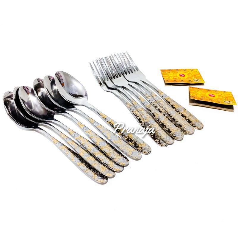 Jual Sendok Garpu Makan Hotel Restaurant Motif Gold Stainless Stell ...