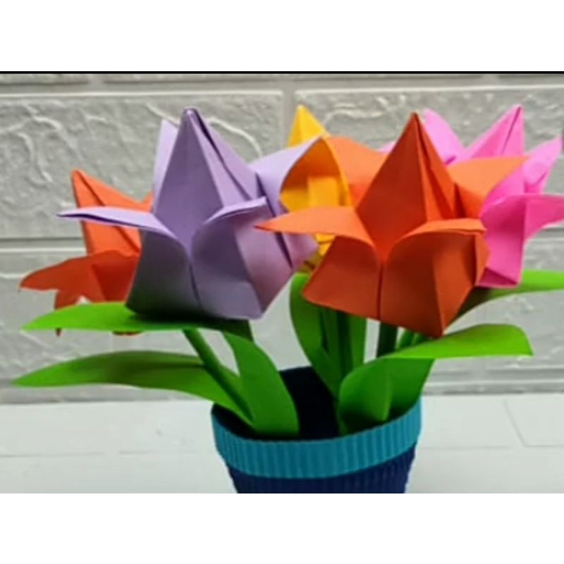 Jual Tugas Prakarya Bunga Tulip isi 6 Origami 2D/3D tanpa pot Dekorasi ...