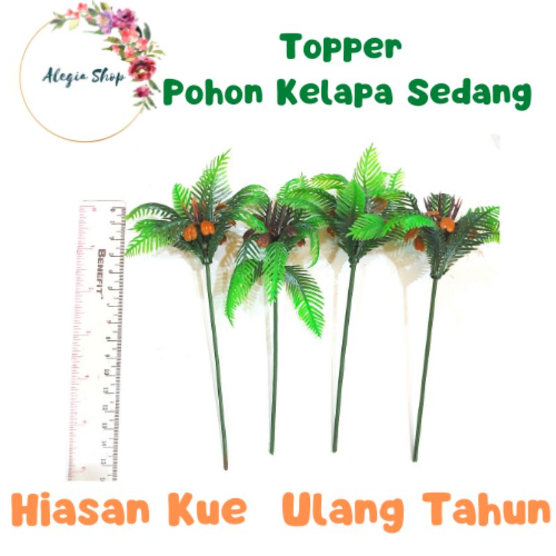 Jual Topper hiasan kue ulang tahun rumput pohon kelapa murah per 5 pcs ...