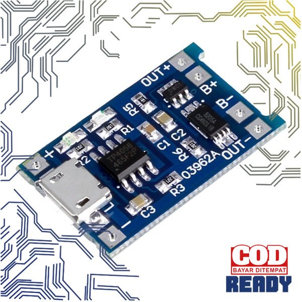 Jual Modul TP4056 Lithium Battery Charging Output 5V 1A Micro USB ...