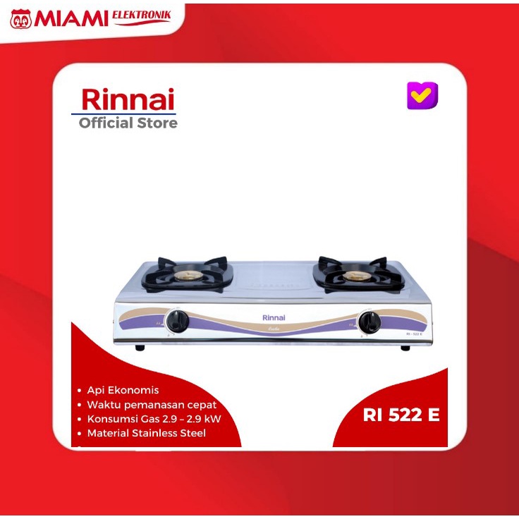 Jual KOMPOR GAS RINNAI RI 522E / RI522E / RI 522 E [2 TUNGKU] (GARANSI ...