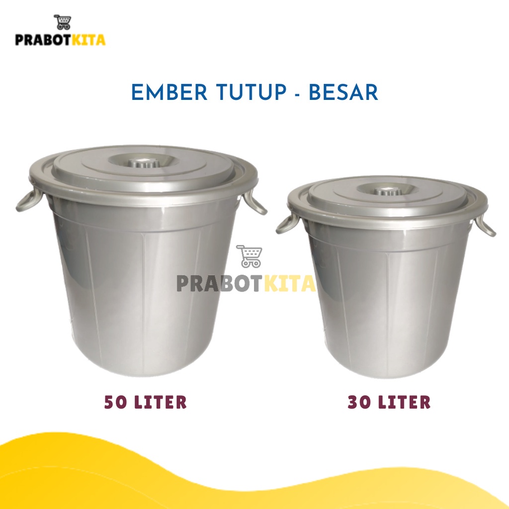 Jual Ember Besar 30L 40L & 50 Liter MKW / Ember Tutup Jumbo Warna Abu ...