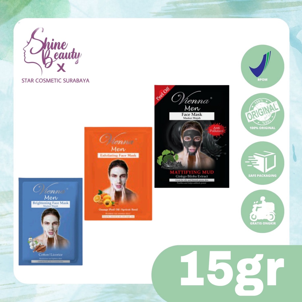 Jual Vienna Men Face Mask 15gr (Masker Wajah/pemutih) | Shopee Indonesia