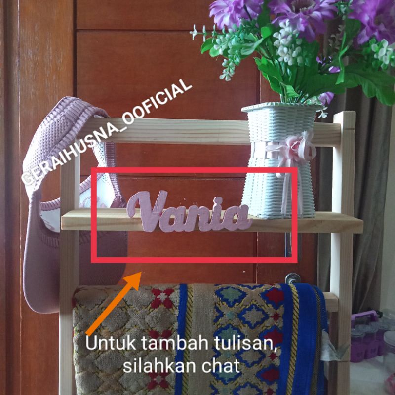 Jual custom warna ukuran jumlah rak tangga kayu tulisan huruf teks ...