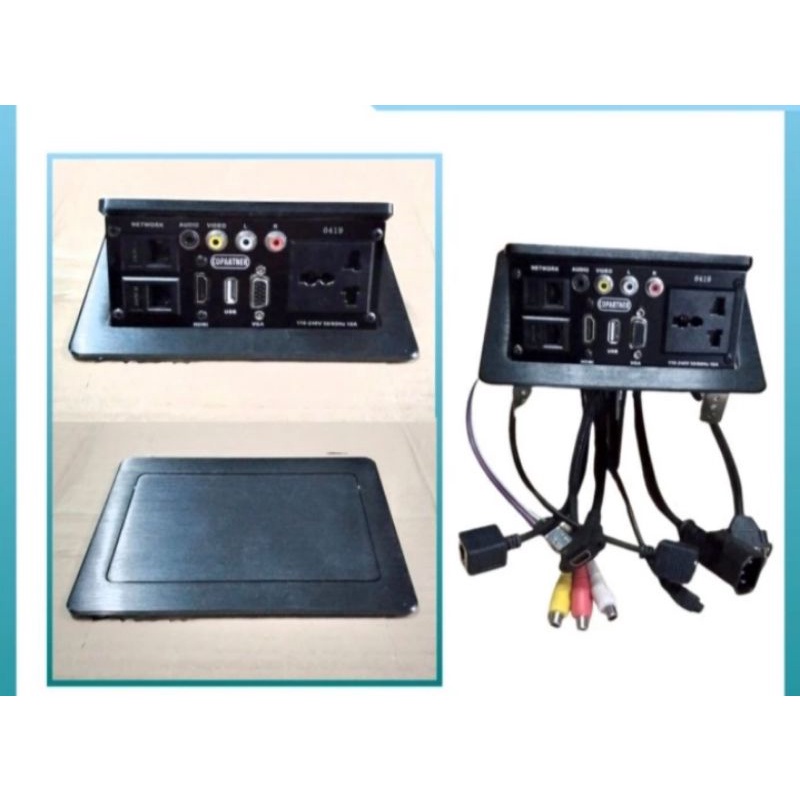 Jual BOX FLOOR SOCKET MEJA HDMI,VGA,3RCA,2 RJ 45 LAN,USB,MINI STEREO ...