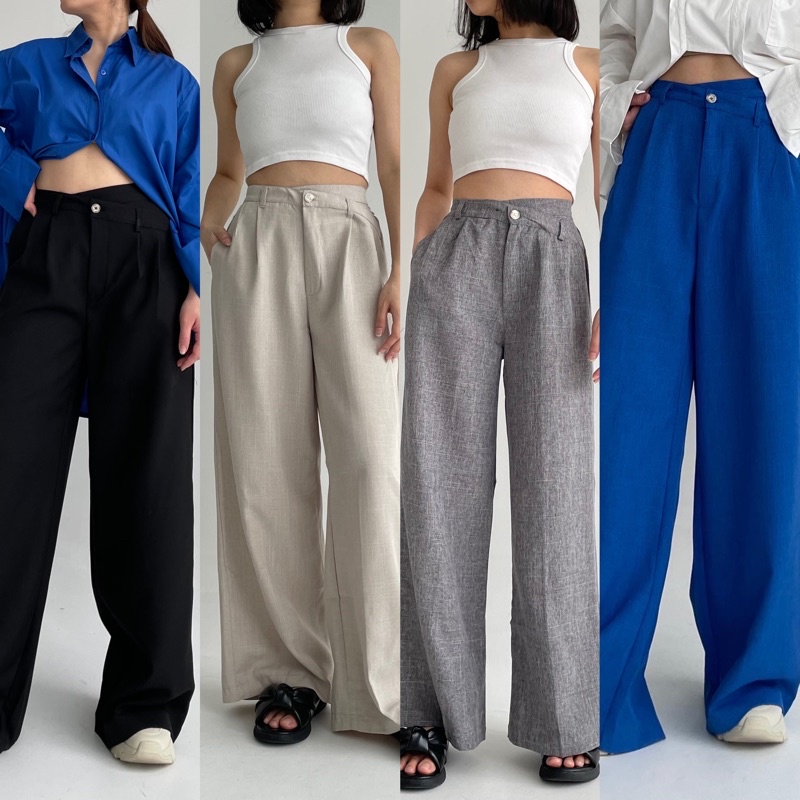 Jual Celana Double Waist Kulot Wanita Tebal Cationic Premium Cullote ...