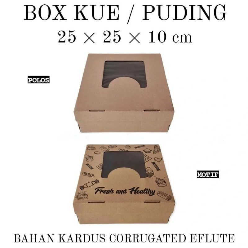 Jual (MIN ORDER 25 PCS) BOX KUE PUDING MIKA 25x25x10 / BOX PUDING / BOX ...