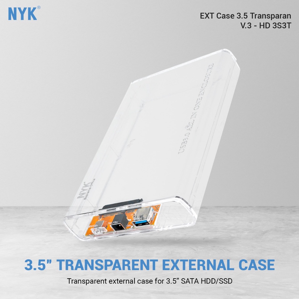 Jual NYK Casing HDD 2in1 Enclosure 3.5" Sata USB 3.0 Case Transparant ...