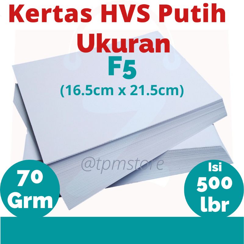Jual 1 Rim Kertas HVS Putih 70gr Uk F5 / Ukuran F5 70gr/ Setengah ...