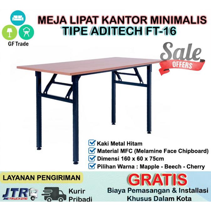 Jual Meja Lipat Kantor / Meja Banquet / Meja Training Modern Aditech FT-16 ready terus | Shopee ...