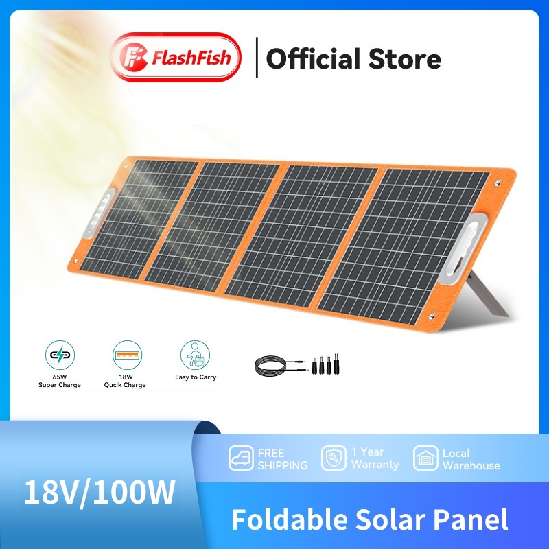 Jual (Ready) FlashFish Portable Solar Panel 100wp Mono Panel Surya ...