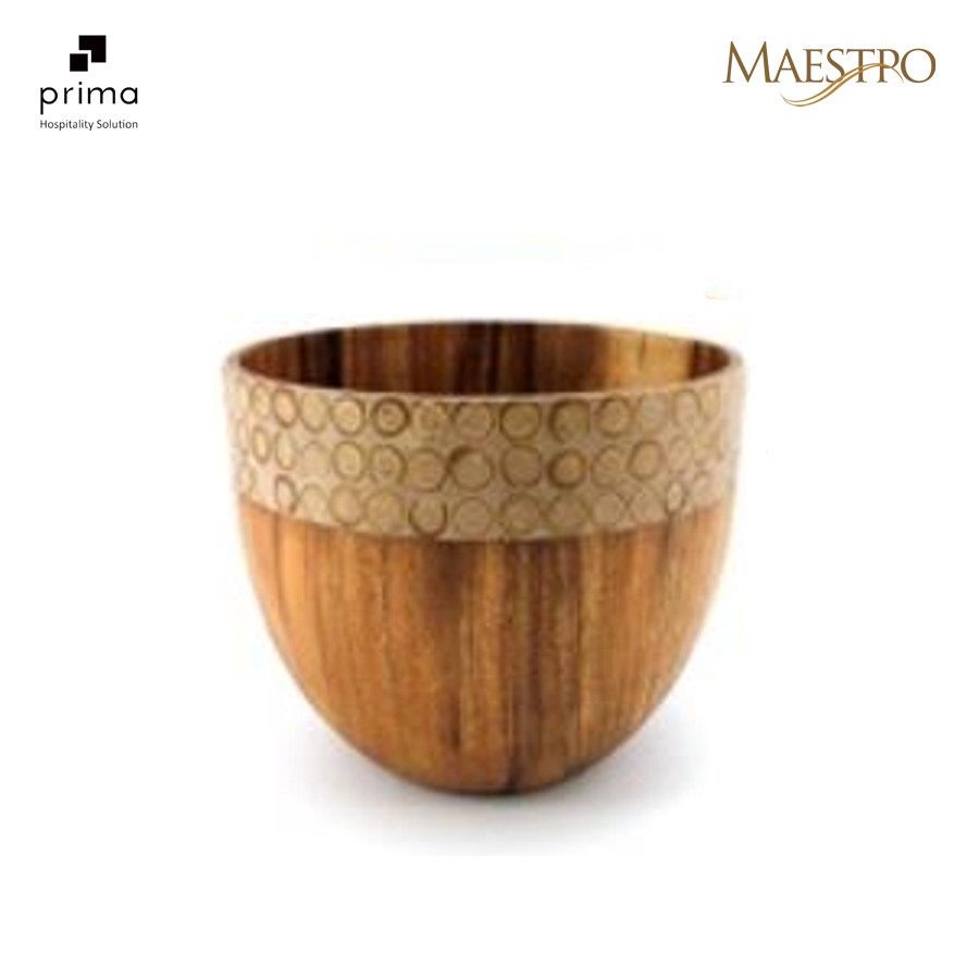 Jual Mangkuk Kayu Suar | Bowl W/ White Bamboo Inlay On Top 23 cm ...