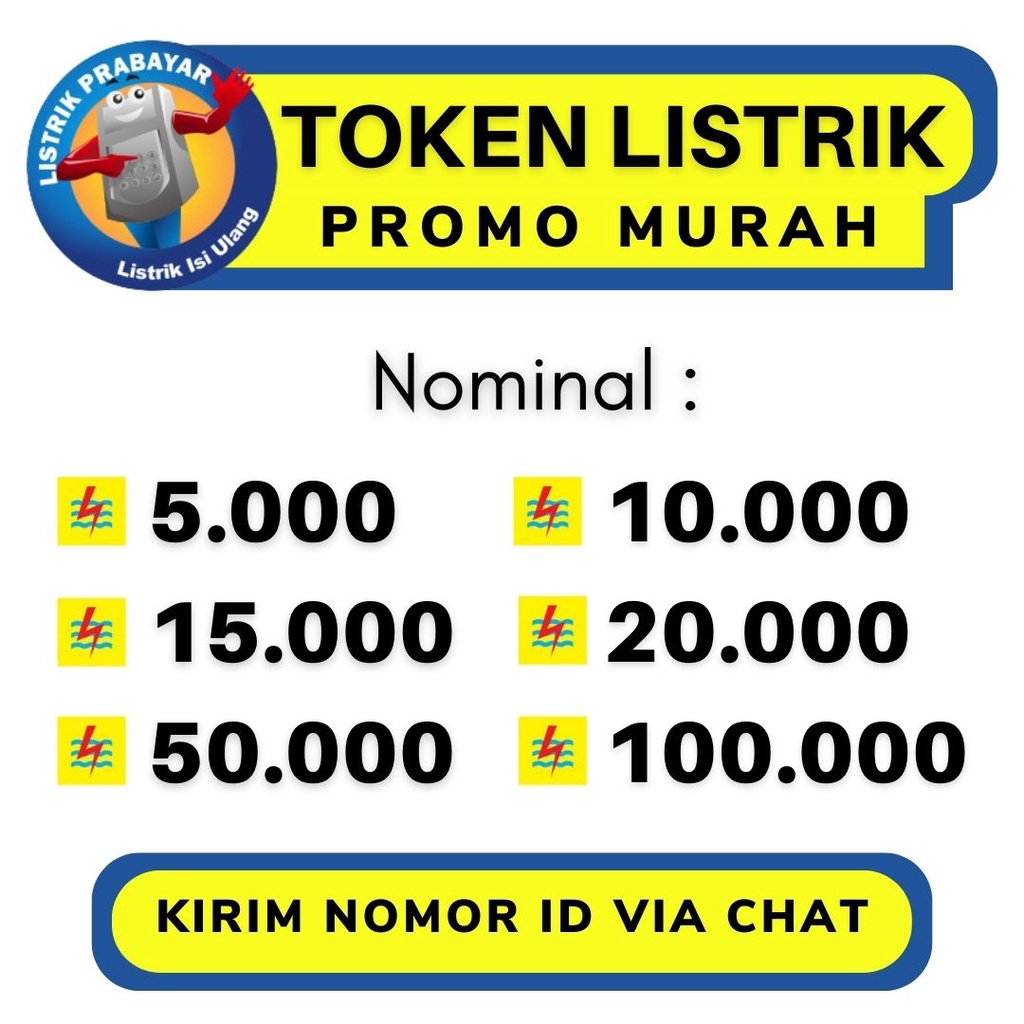 Jual TOKEN LISTRIK PLN 5000 10000 15000 20000 25000 40000 45000 50000 | Shopee Indonesia