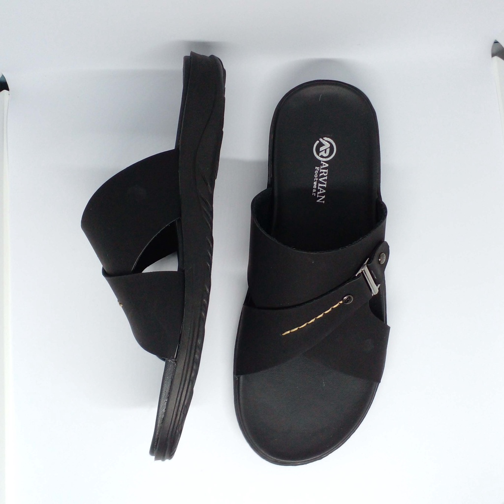 Jual sandal pria HR93 Black Brown 38-43 | sandal kulit pria | sendal ...