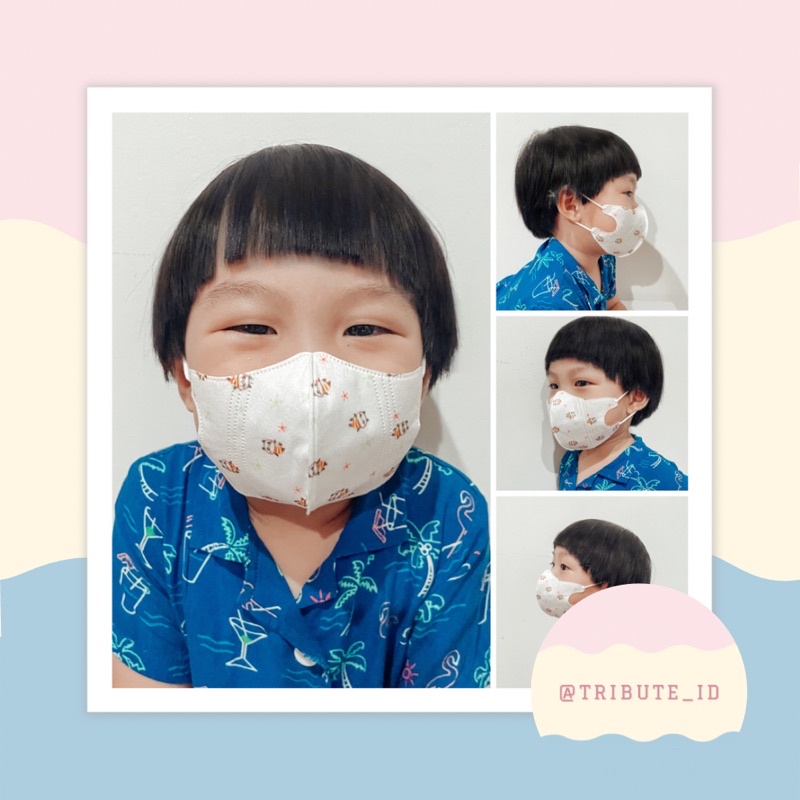 Jual TRIBUTE_ID 3D Disposable Kids Mask 1-3 tahun 4 PLY Masker Bayi ...