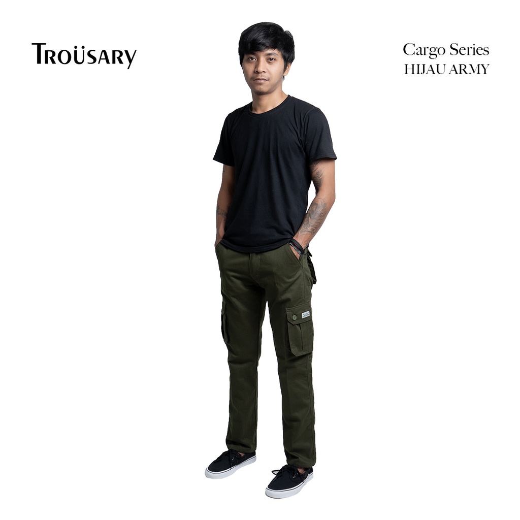Jual Trousary celana cargo panjang pria warna hijau army bahan premium size 28 - 42 | Shopee ...