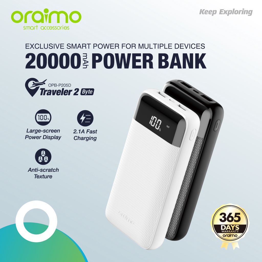 Jual Oraimo Traveler 2 Powerbank 20000mAh Dual USB Fast Charging OPB ...