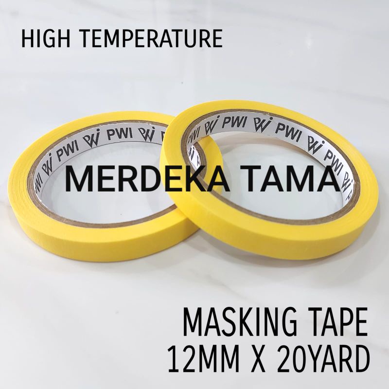 Jual Solasi Kertas Tahan Panas Masking Tape Kuning 12mm x 20 yard PWI ...