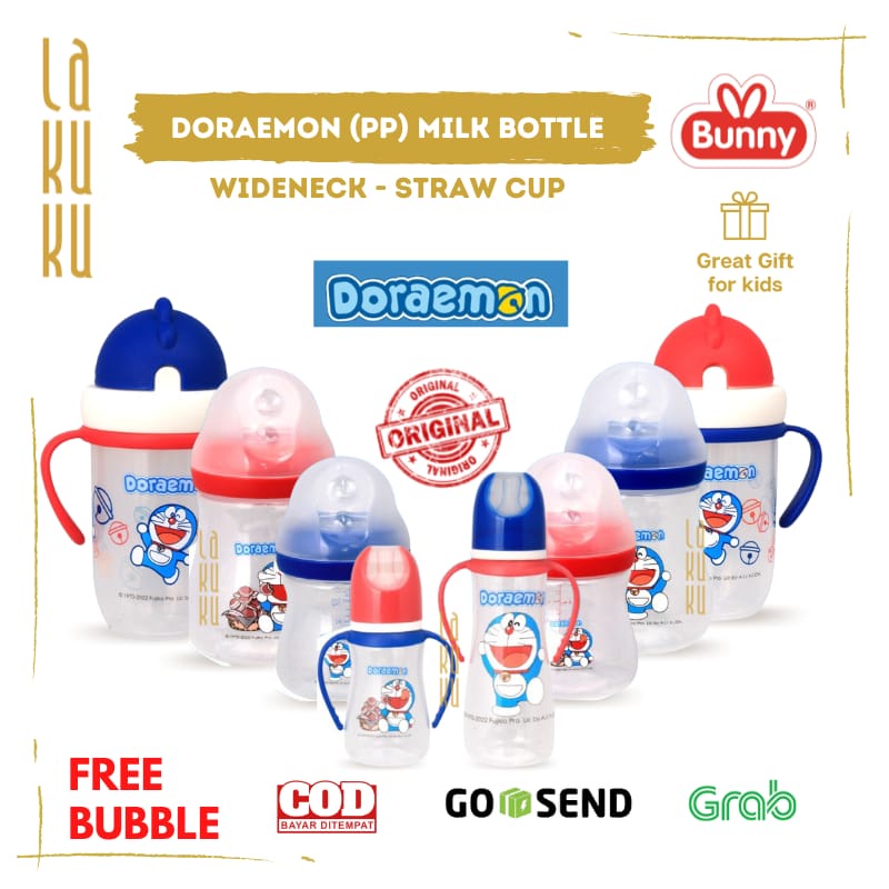 Jual Lakuku - Botol Susu Lusty Bunny Doraemon Slim Wide Neck Straw Dot ...
