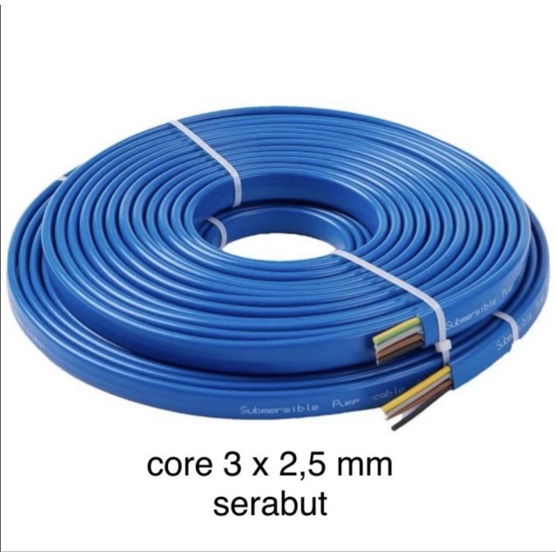 Jual kabel air submersible 3 x 2.5 mm Per 10 Meter Cable Biru Blue ...