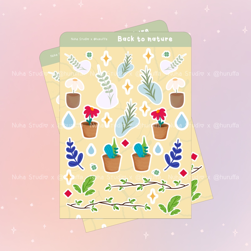 Jual Sticker Back to Nature Tanaman Bunga Daun Alam Aesthetic Sticker ...