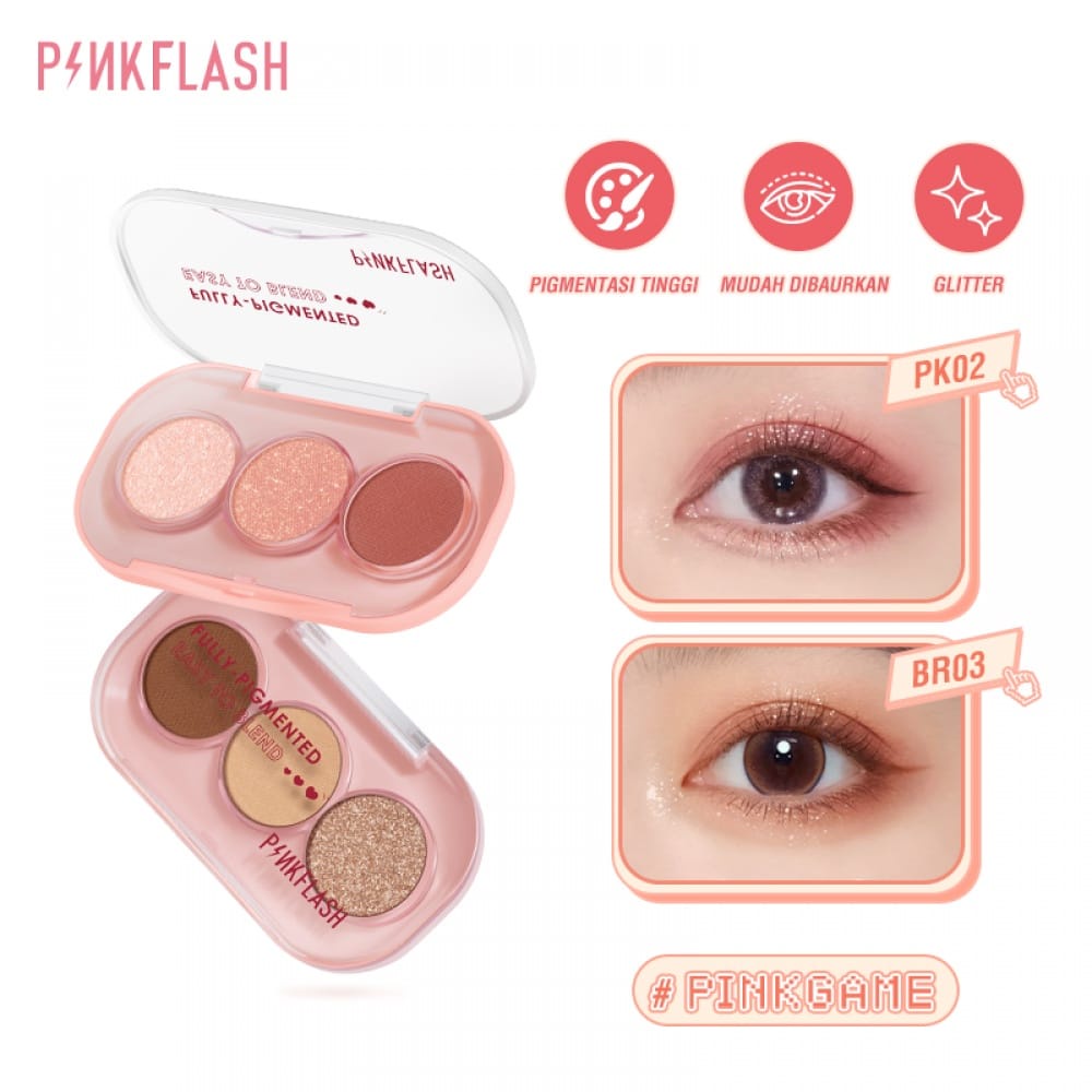 Jual Pinkflash 3 Pan Eyeshadow Palette High Pigment Easy To Blend ...