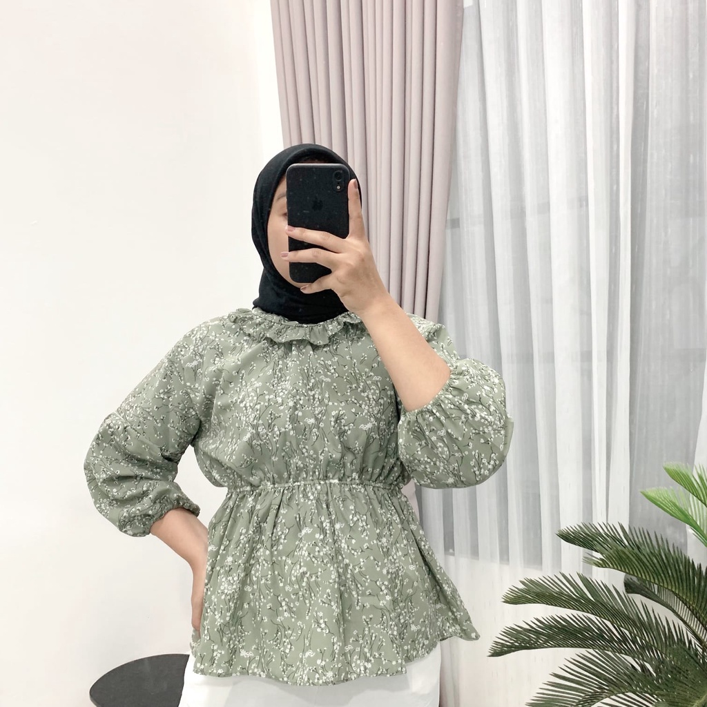 Jual BLOUSE KOREA BUNGA BUNGA KECIL || FLORAL KOREAN BLOUSE CERUTY ...