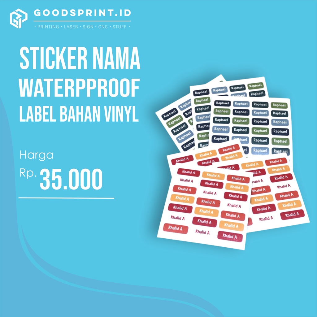 Jual Stiker Label Nama Anak Waterproof / Custom Sticker Nama Warna ...