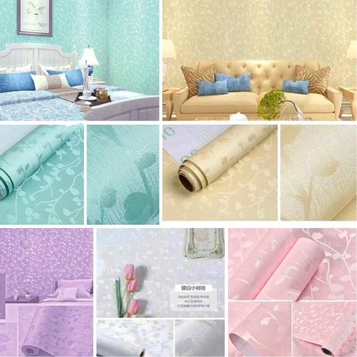 Jual Wallpaper Dinding Sticker Dinding Biru Muda | Krem | Putih | Ungu ...