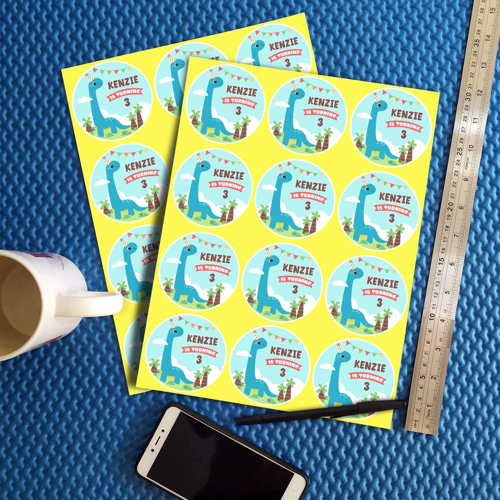 Jual STIKER ULANG TAHUN ANAK DINO LUCU STICKER LABEL LUCU LABEL KIDS ...