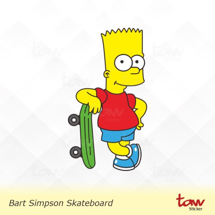 Jual Bart Simpson Skateboard Cutting Sticker Stiker Mobil Laptop Simson ...