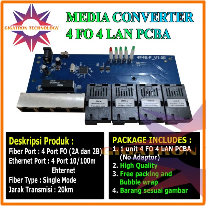 Jual Media Converter 4 Port Fo 4 Port Lan 10/100 Board Only / 4 Fo 4 ...