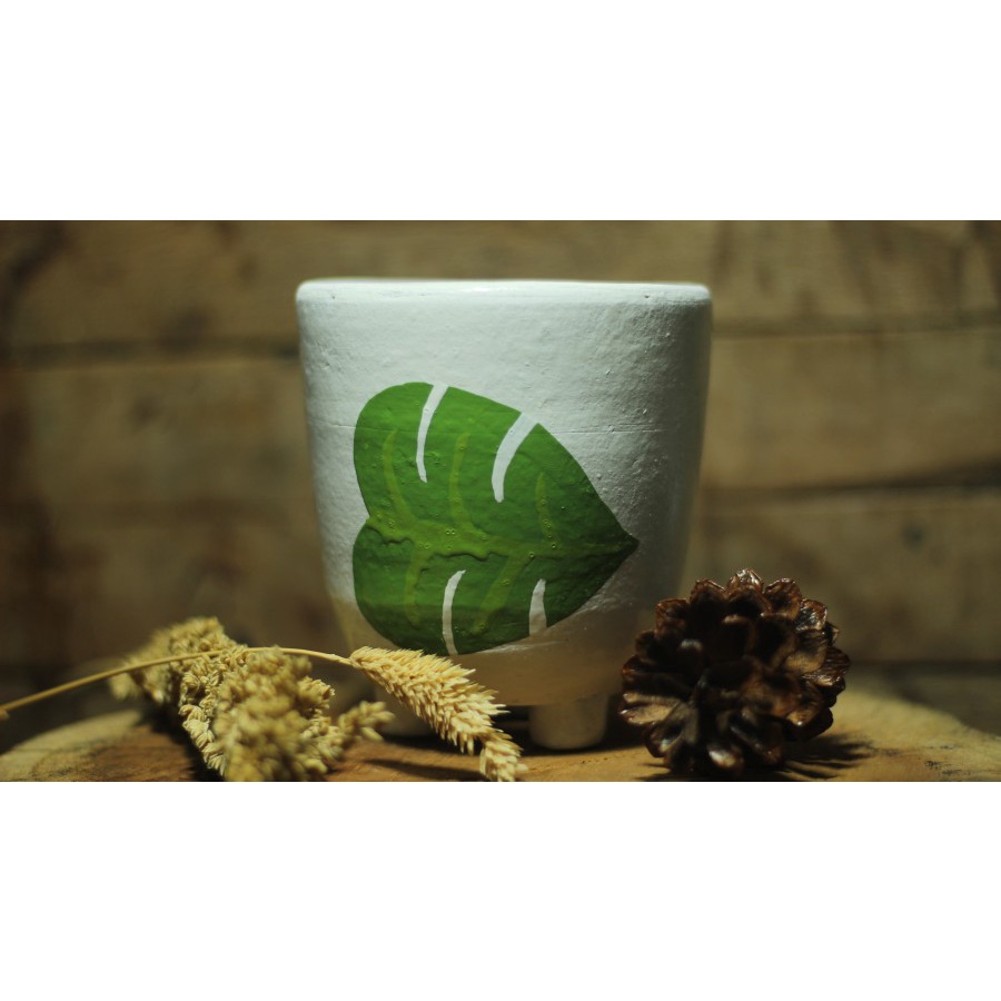 Jual pot tanaman lukis kaki teracotta lukis karakter dekorasi teras ...