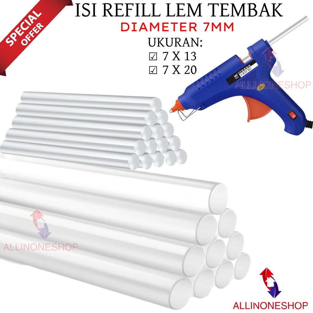 Jual Isi Refill Lem Tembak Bakar Glue Gun Kecil Lem Lilin 20 Cm X 7mm / Isi Lem Tembak / refill ...