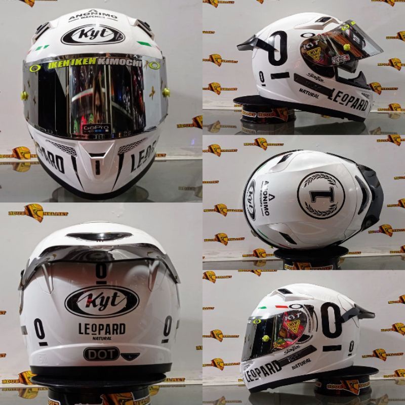 Jual Helm KYT K2 Raider Black Doff White Putih Paket Ganteng Leopard ...